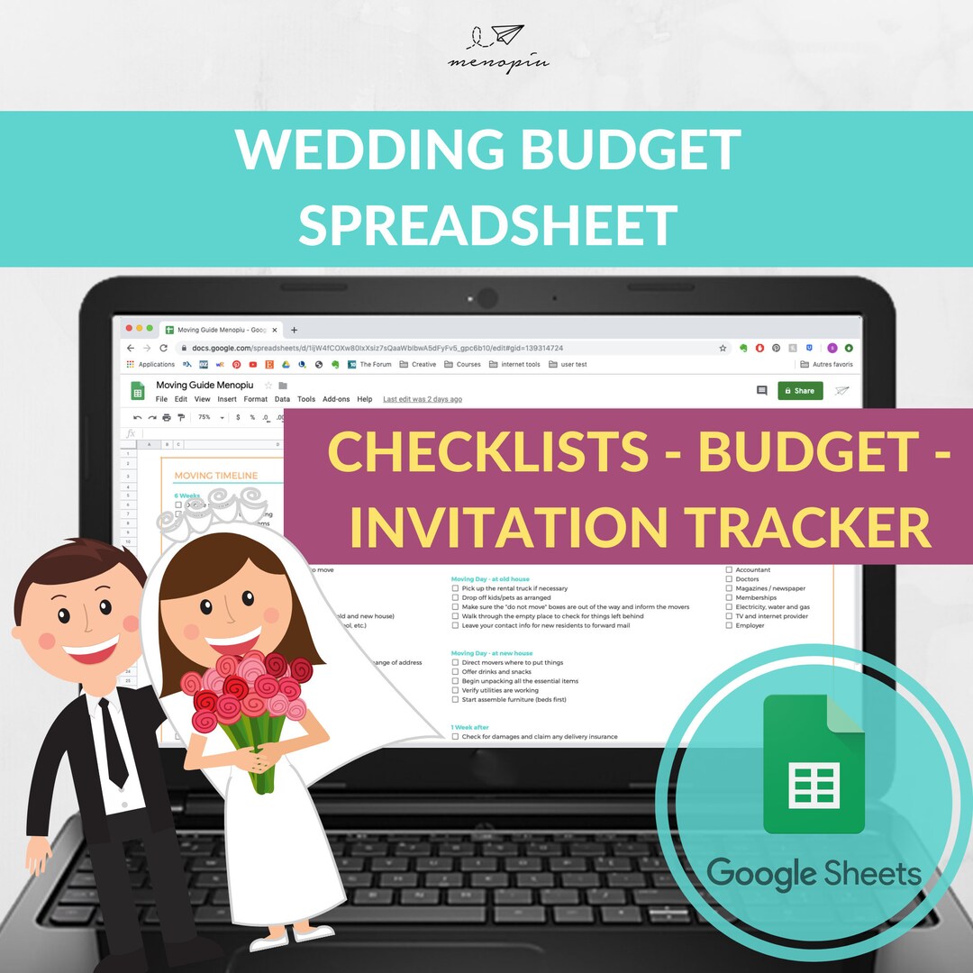 Wedding Budget Planner Spreadsheet: Checklist, Invitation Tracker ...
