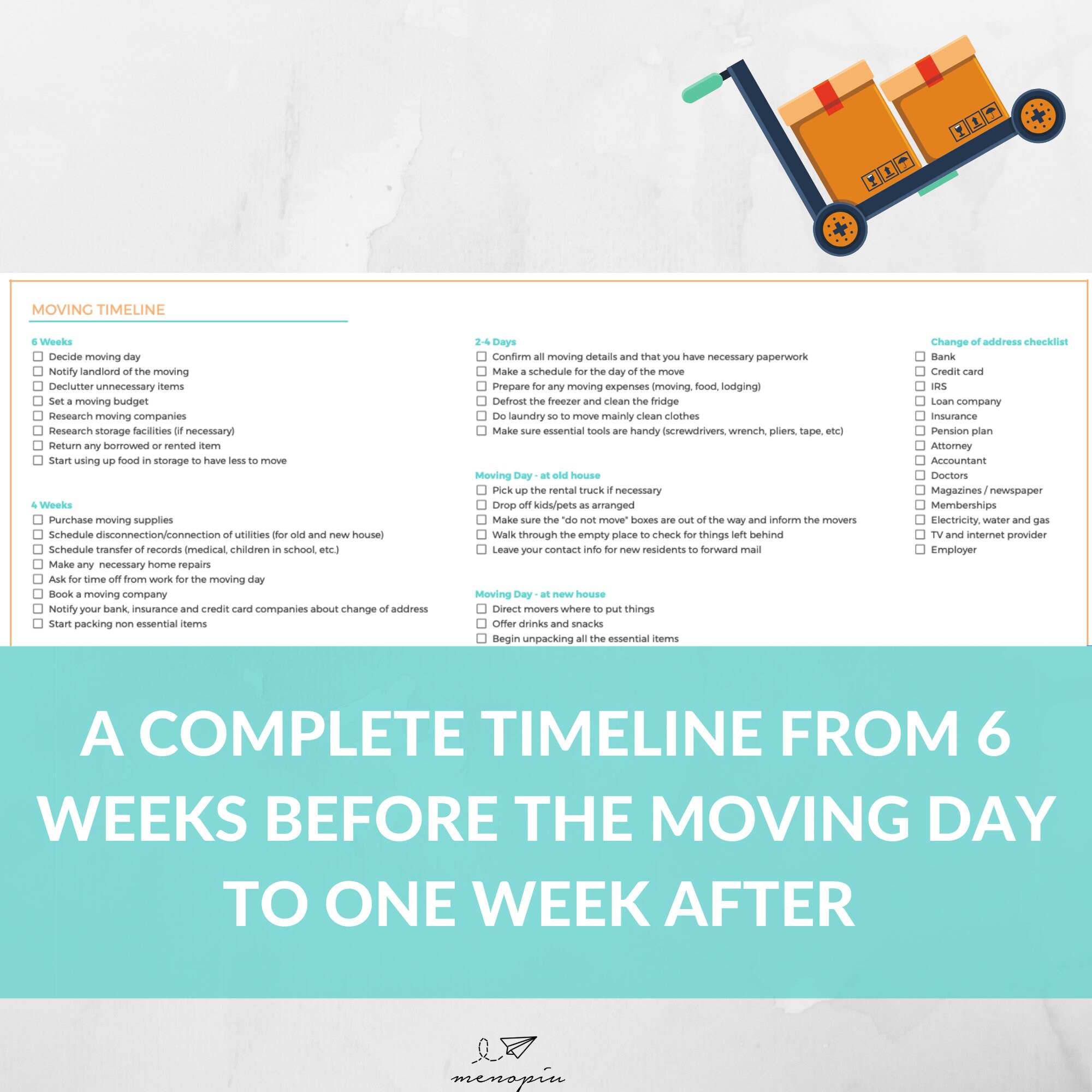 Moving Planner Kit Spreadsheet Moving Checklist Moving | Etsy