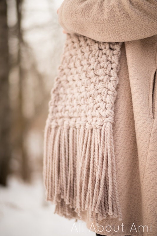 Moss Fringe Scarf (wool-ease Thick & Quick) Crochet Pattern - Etsy