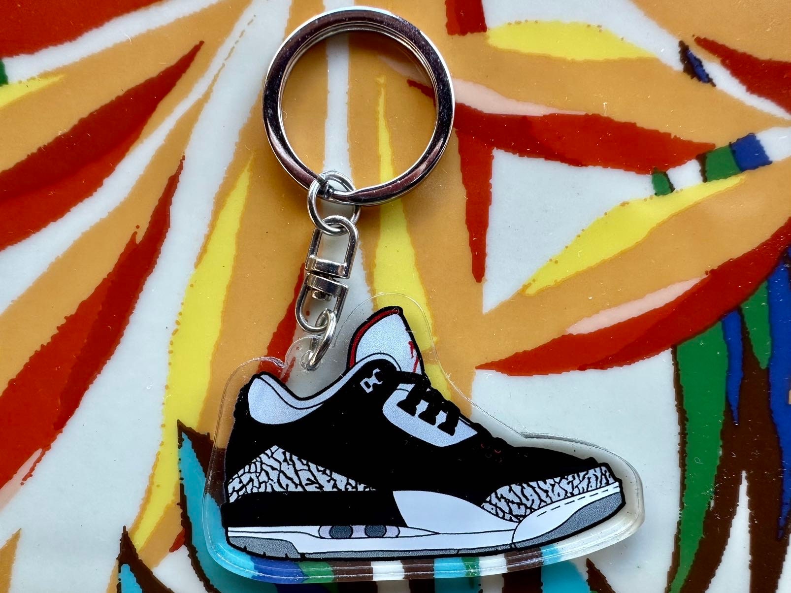 Air Jordan III Black Cement Sneaker Keychain Charm Accessory - Etsy
