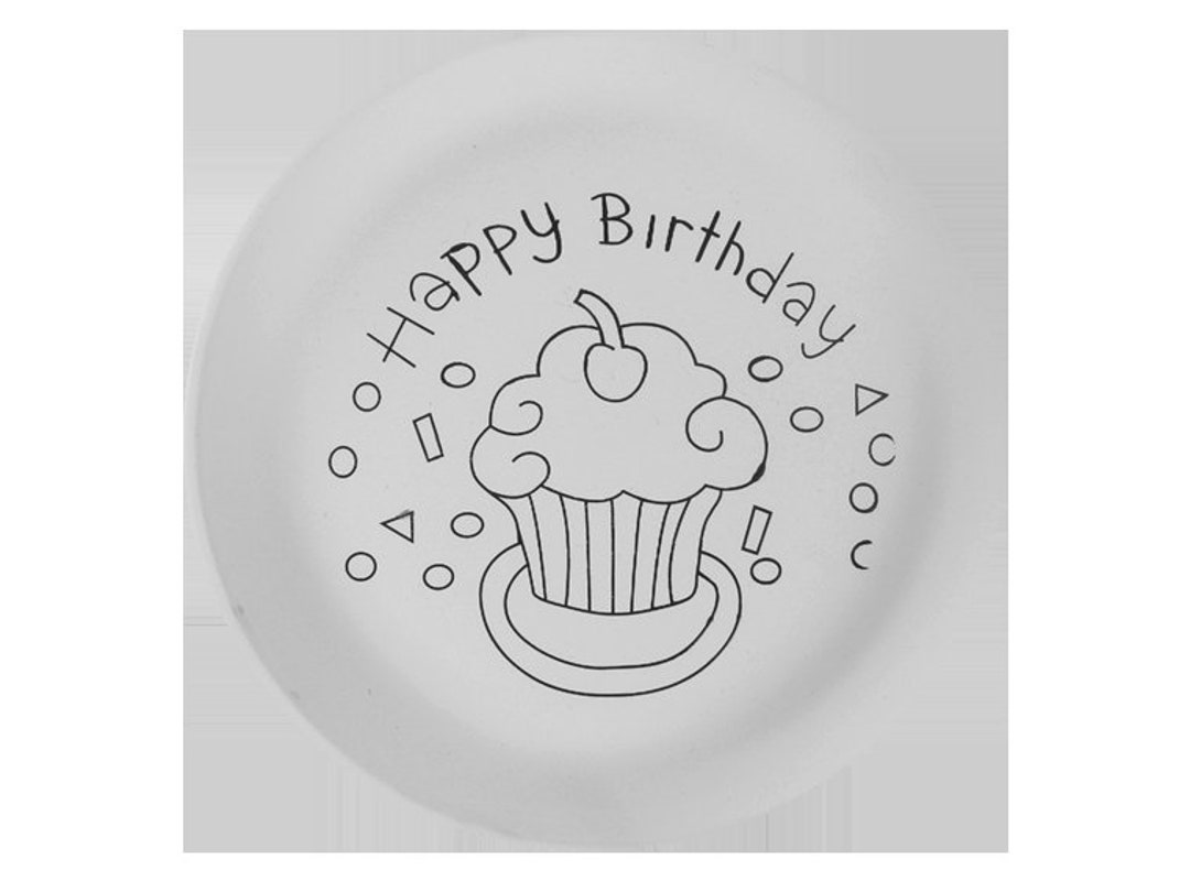 Bisque Happy Birthday Plate (unpainted, Ready for Glaze) - Etsy