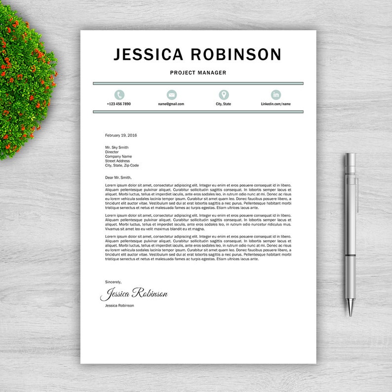 Modern Resume Template for Word, US Letter, A4, Resume Template ...