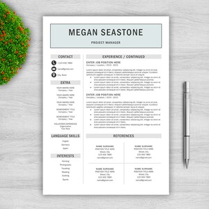 Resume Template / CV Template + Cover Letter | Instant Digital Download ...