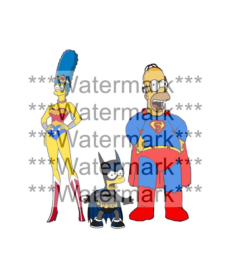Funny Simpson Superhero Family PNG, Homer Superman Marge Wonder Woman ...