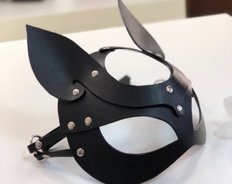 Leather cat mask | Etsy