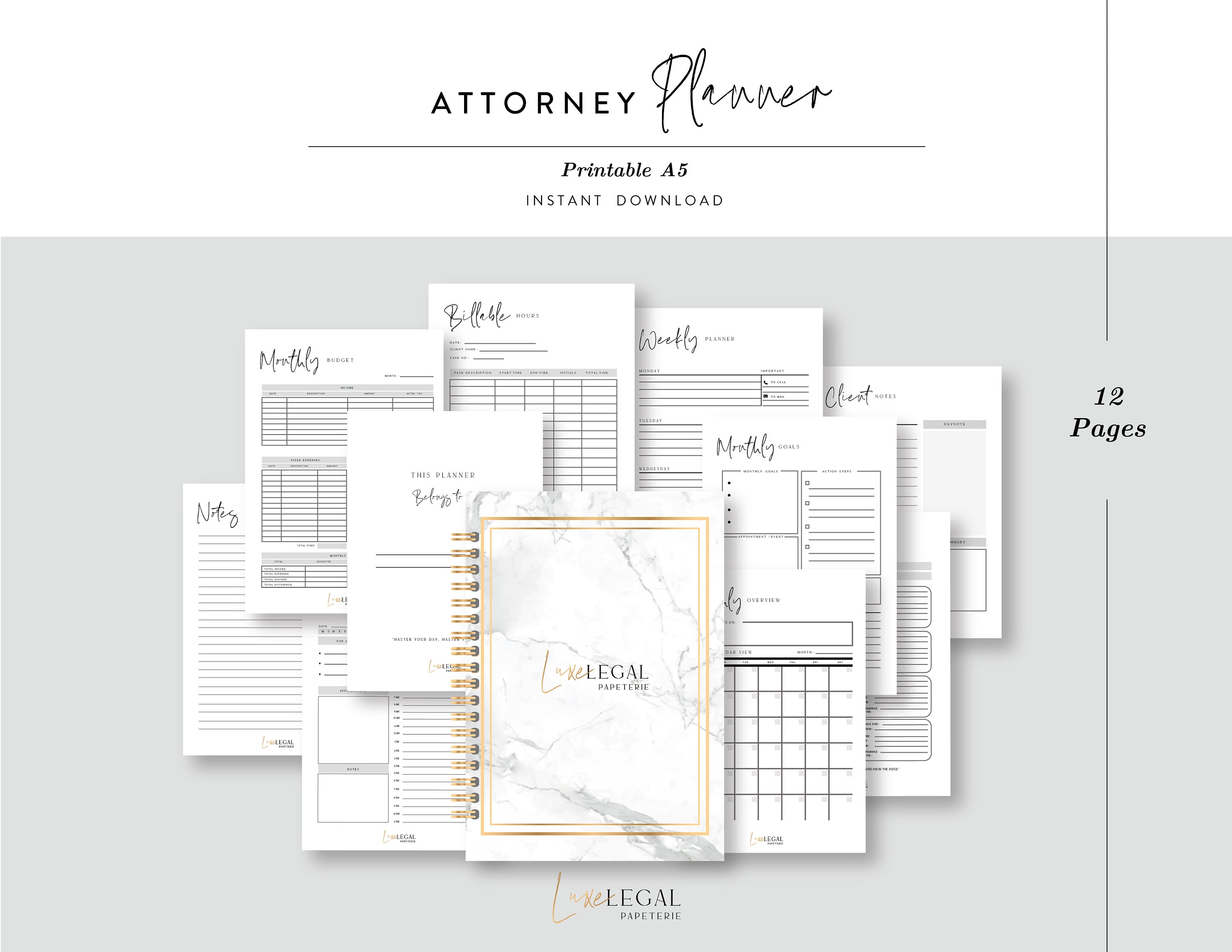 Luxe Attorney Planner | PDF | Digital Download | Lawyer Planner - Etsy