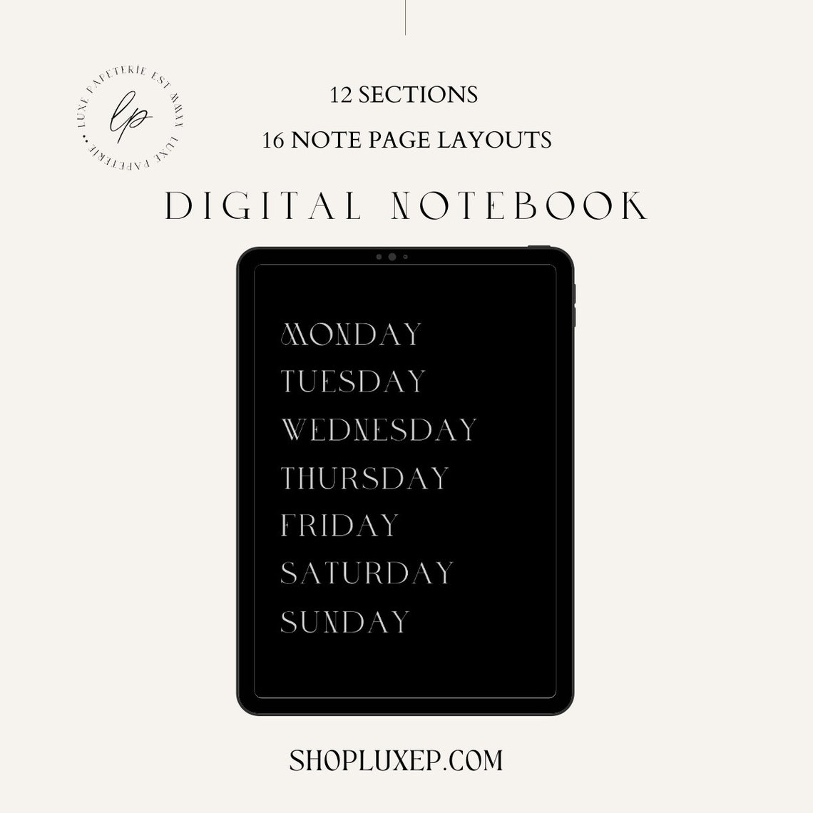Digital Hyperlinked Notebook With 12 Sections| Various Page Layouts ...