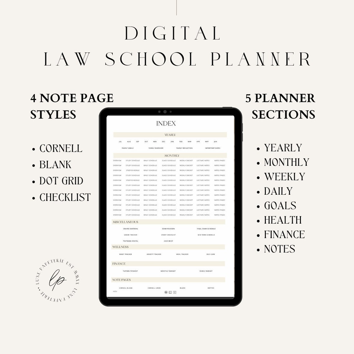 DIGITAL Law School Planner - Undated Law Student Planner - Goodnotes ...