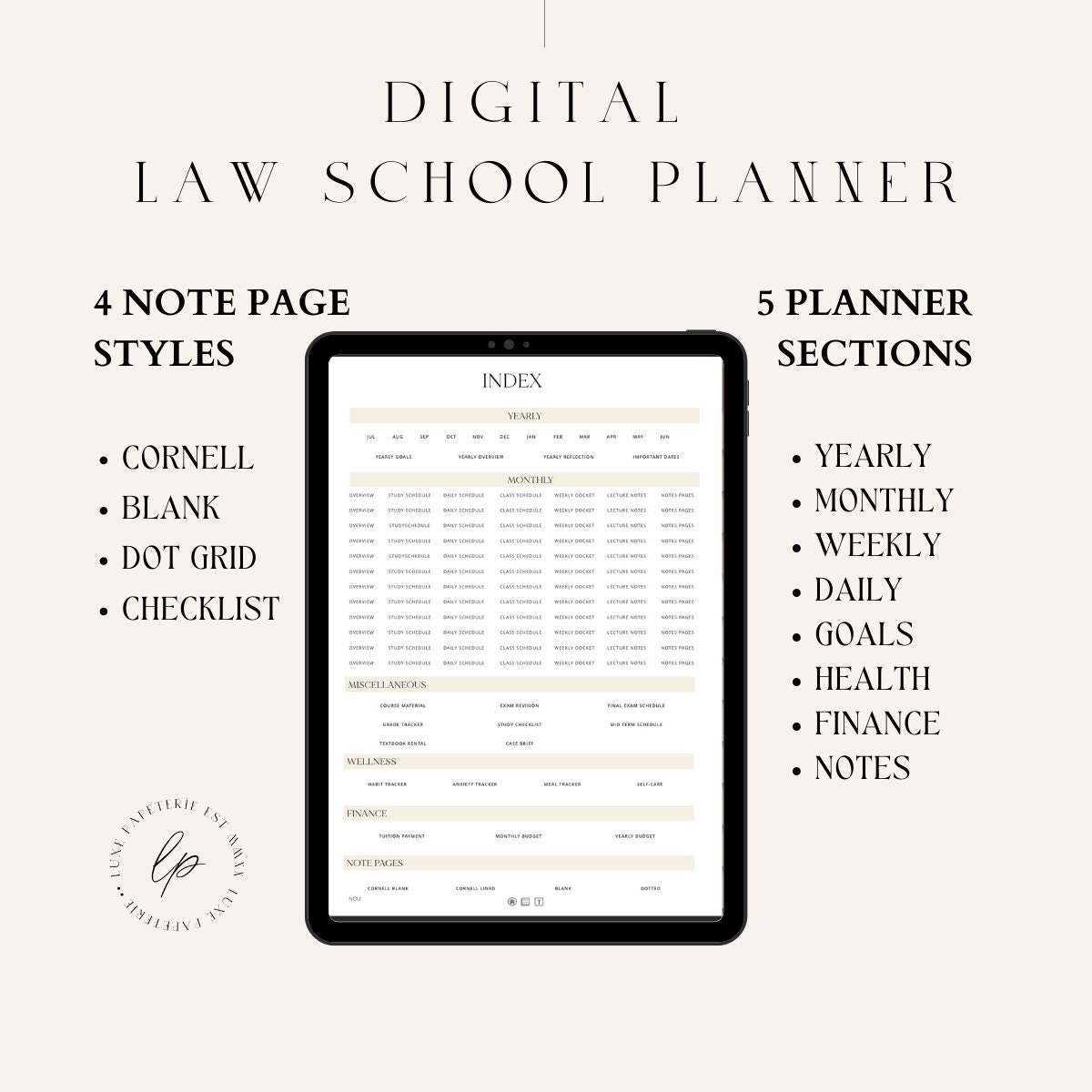 DIGITAL Law School Planner - Undated Law Student Planner - Goodnotes ...
