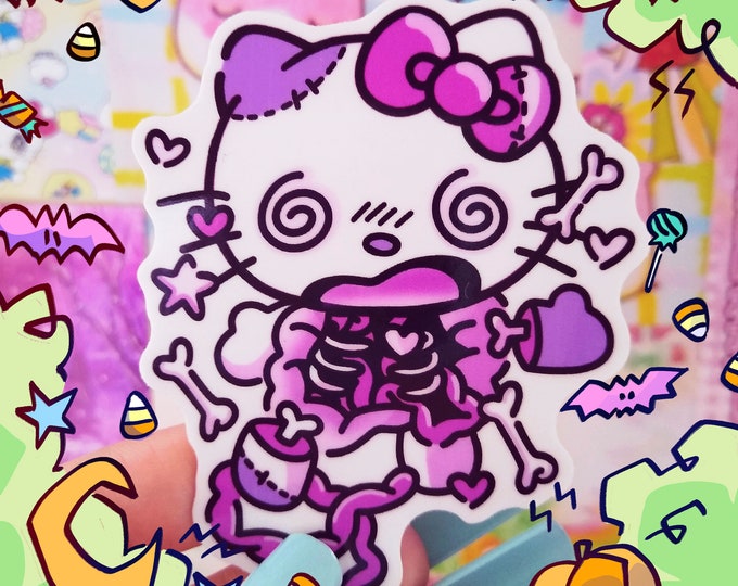 Guts Kitty Vinyl Sticker - Etsy