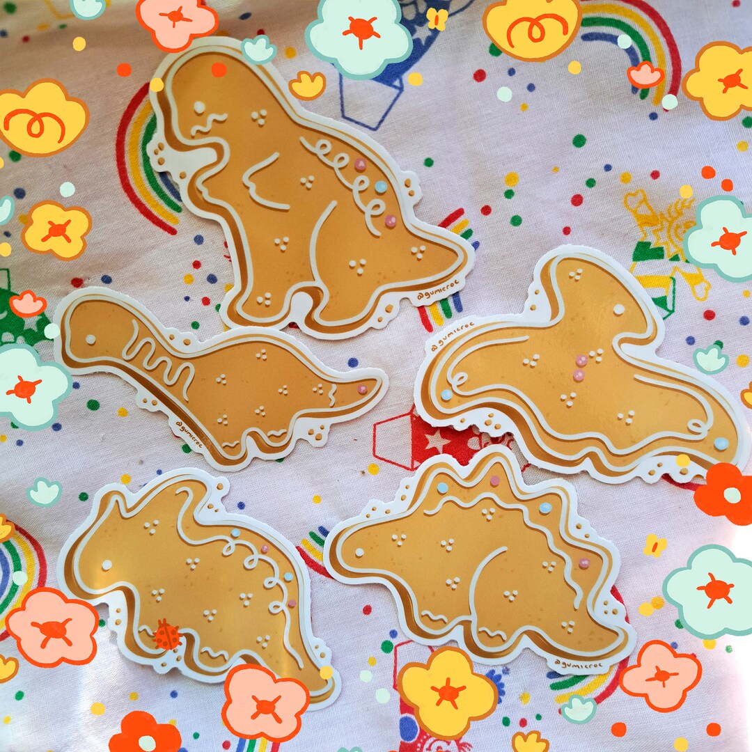 Gingerbread Dinosaurs Vinyl Stickers - Etsy