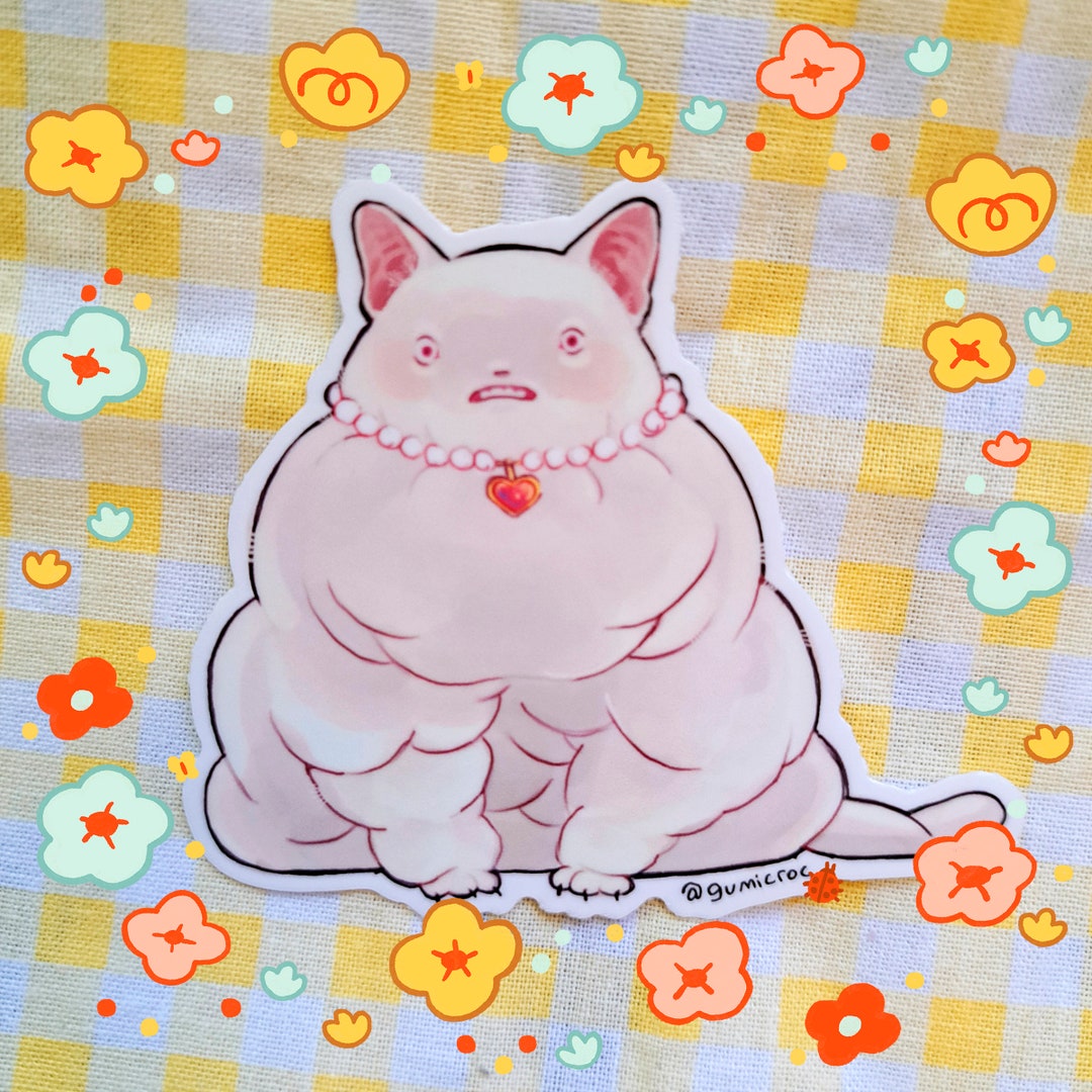 Ultra Fat Kitty Vinyl Sticker - Etsy