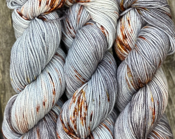 Hand Dyed Yarn "rusty Bucket" Grey Silver Zinc Rust Brown Copper ...