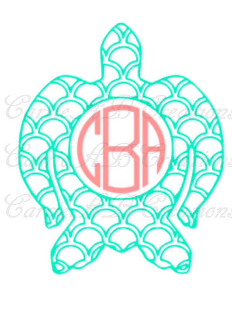 Scalloped Turtle Monogram Frame SVG Files - Etsy