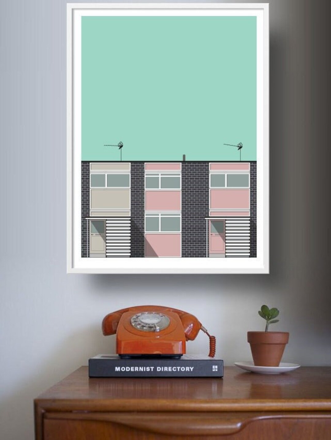 Modernist Architecture, Mid Century, Digital Building Illustration ...