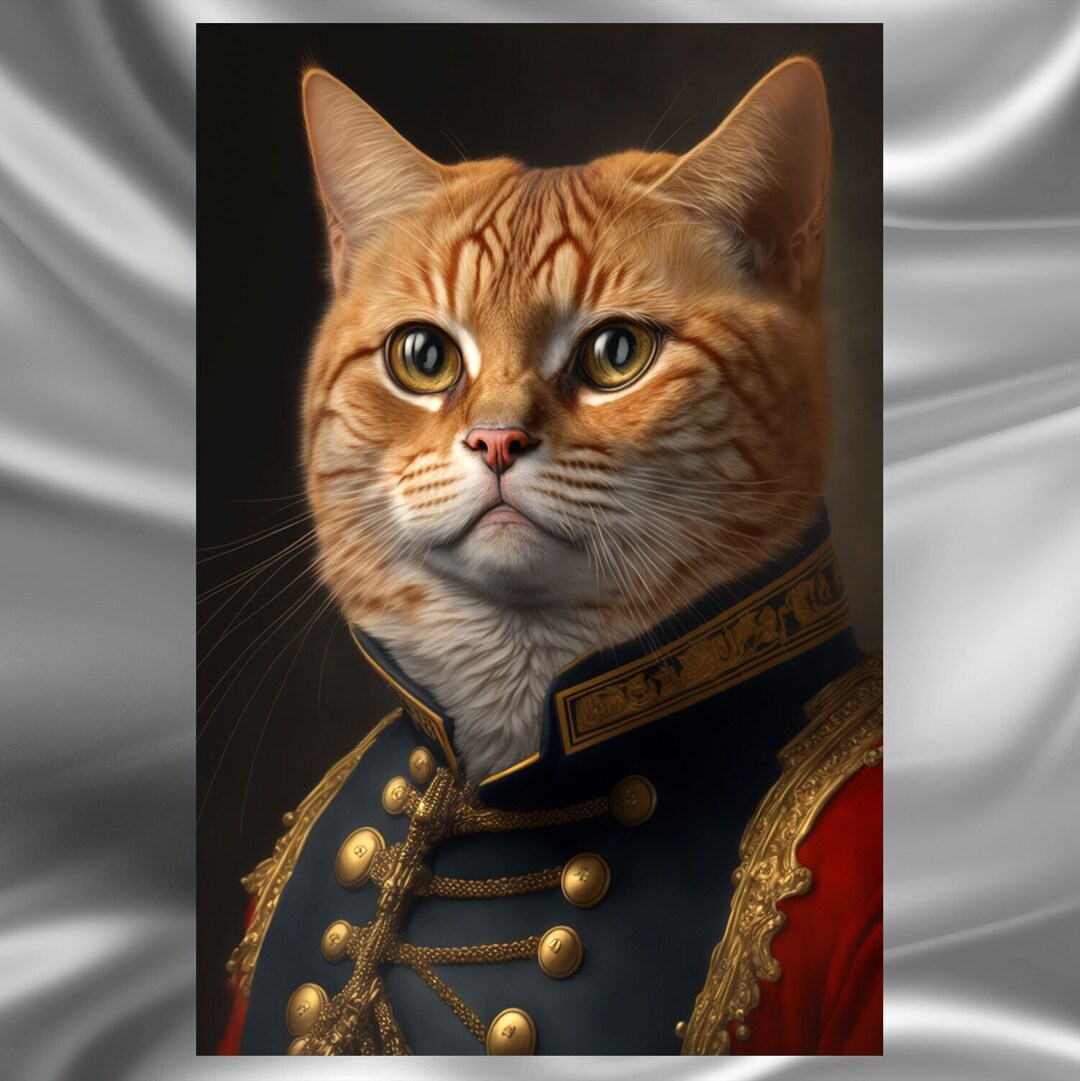 Ginger Cat Birthday Card Cat Portrait Napoleonic Style Greeting Card ...