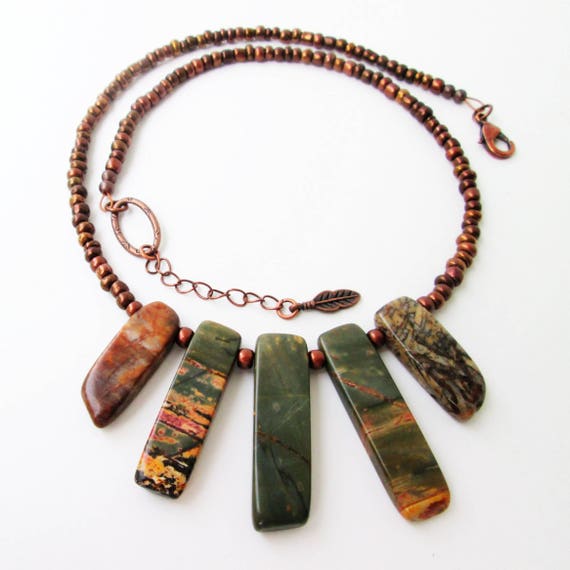 Natural Jasper Necklace READY TO SHIP Colorful Necklace | Etsy