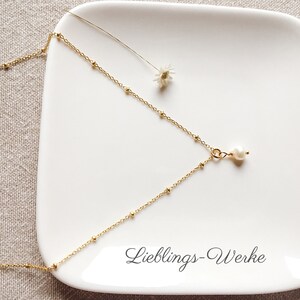 Filigrane Kette mit Perle Sterlingsilber vergoldet/Kette gold/Kette minimalistisch ...