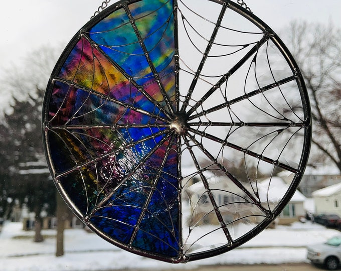Stained Glass Window Wednesday Addams Spider Web Sun Catcher - Etsy