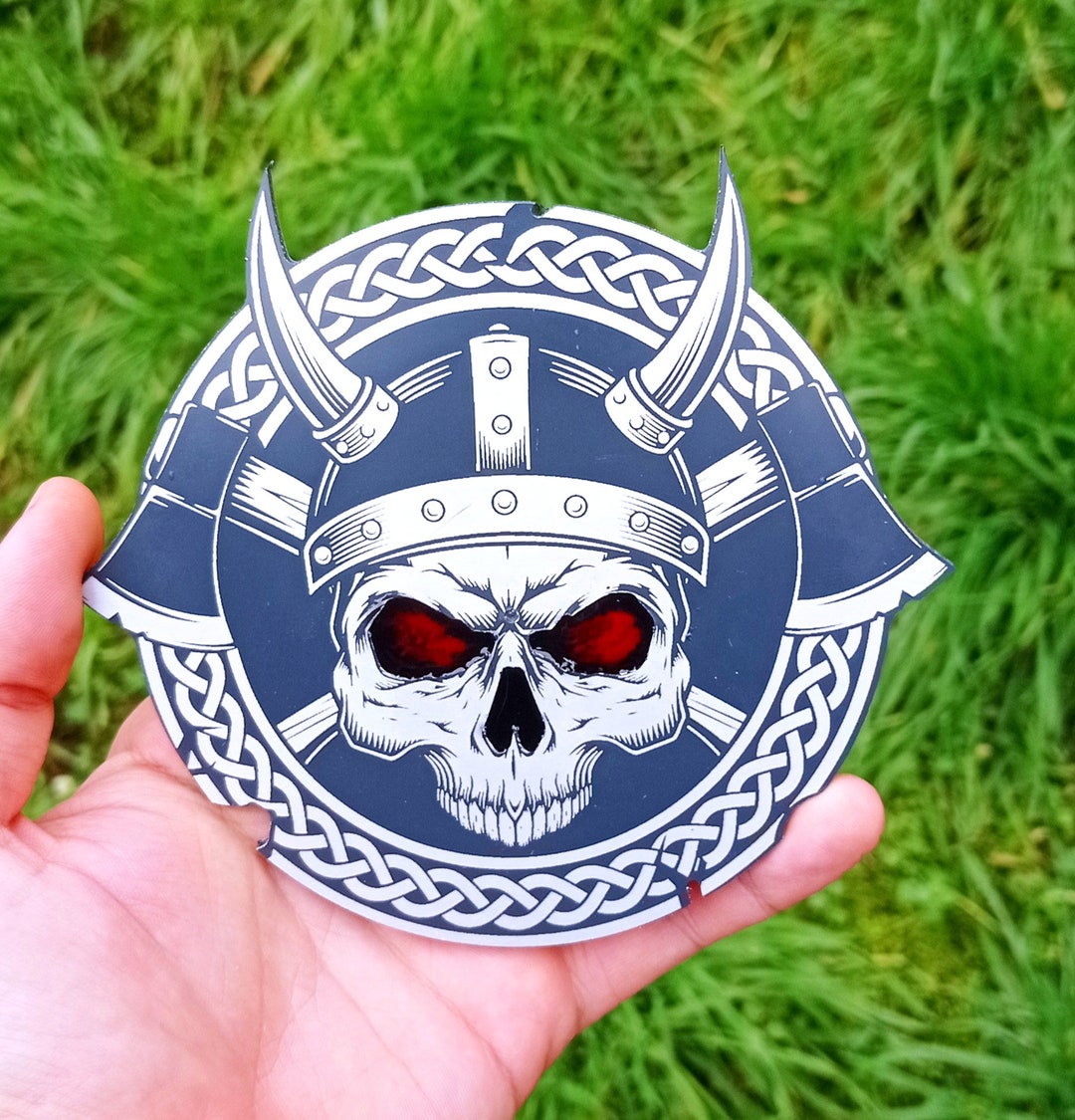 Viking Round Skull Badge, Viking Nordic Round Badge, Viking Round ...