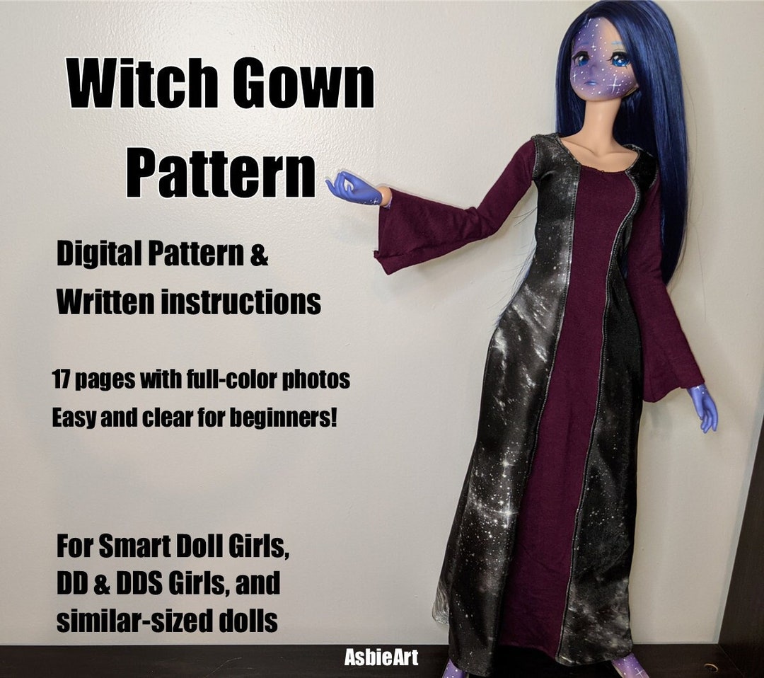 Witch Gown (pattern and Instructions) for Smart Doll and Dollfie Dream ...