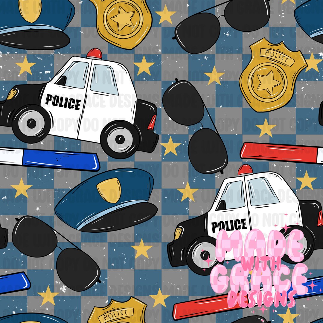 Police Seamless File - Blue Checkers | Digital | Fabric - Etsy