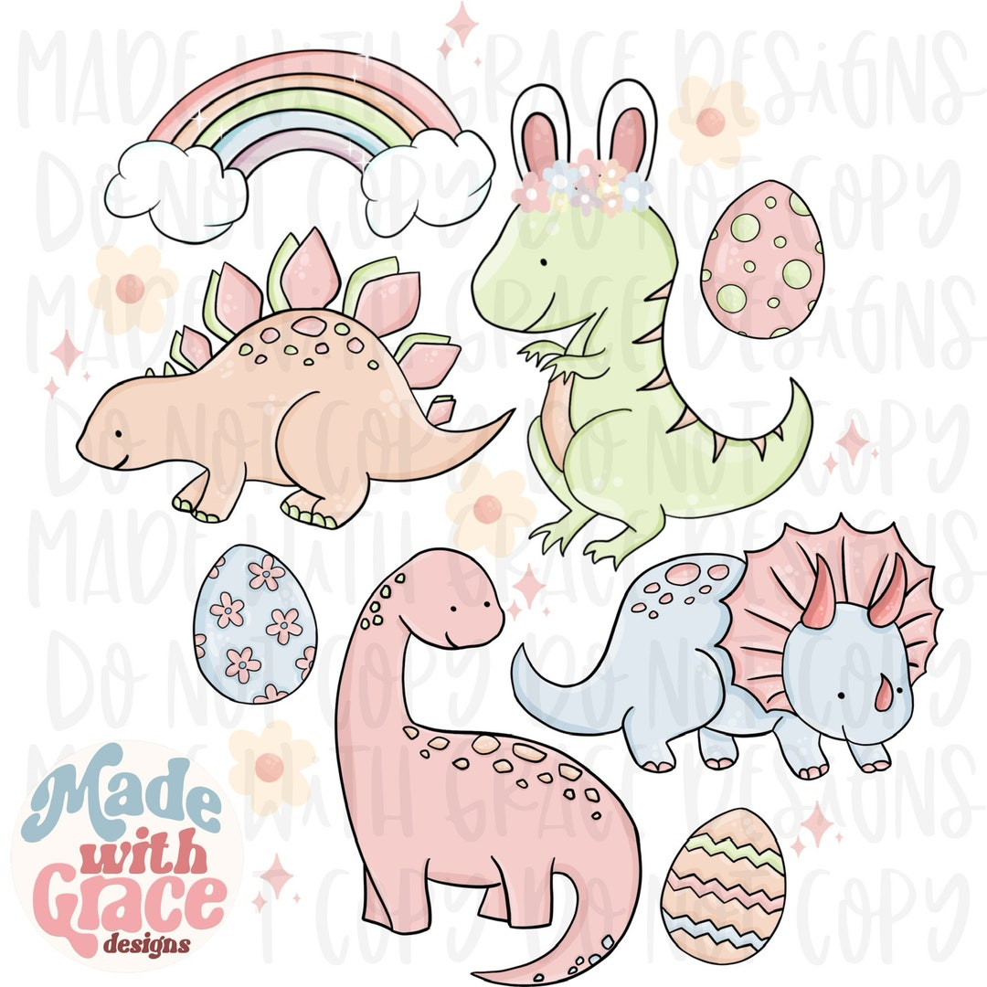 Easter Dino PNG- GIRL - Etsy
