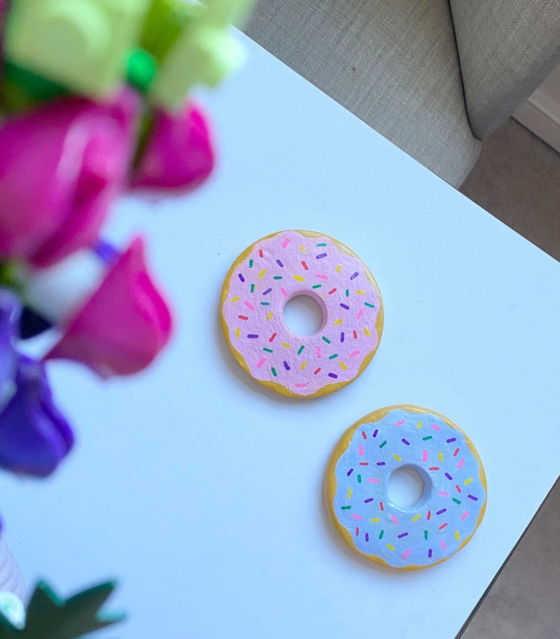 Donut Coasters Handmade Home Decor Gift Clay Novelty - Etsy UK