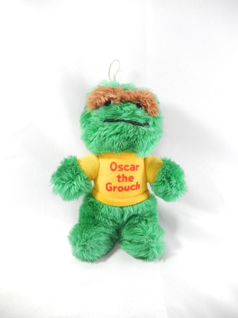 Vtg OSCAR THE GROUCH Plush | 80's Applause Sesame Street Stuffed Toy ...