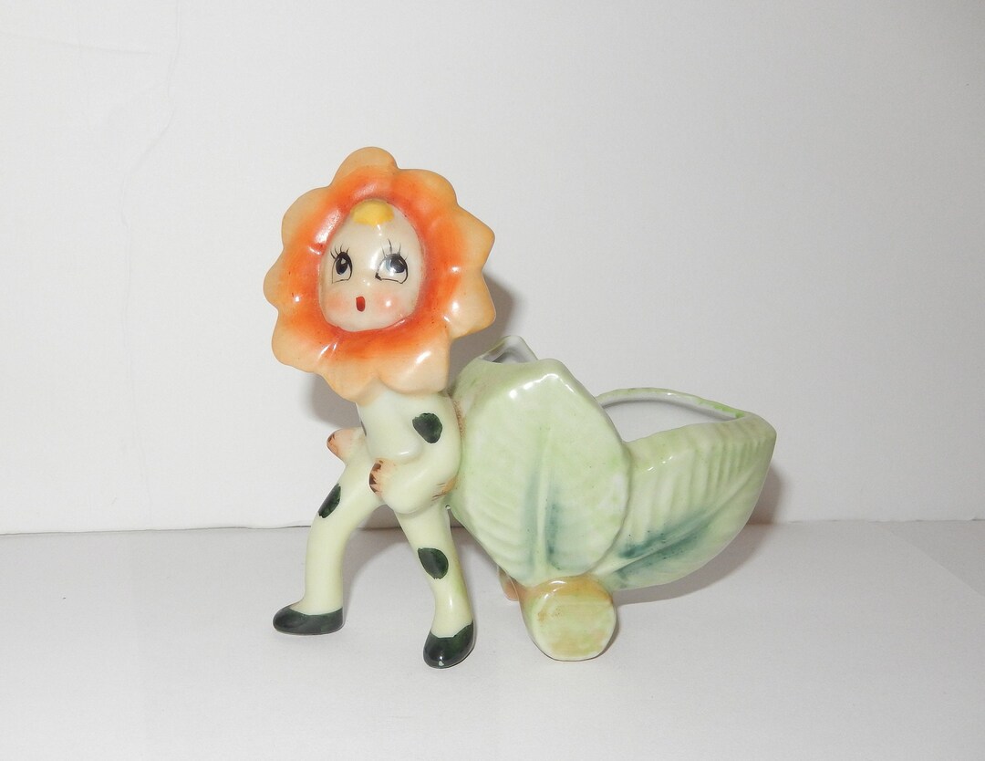 RARE Vintage PY Japan Anthropomorphic Flower Face Planter / Pixie ...