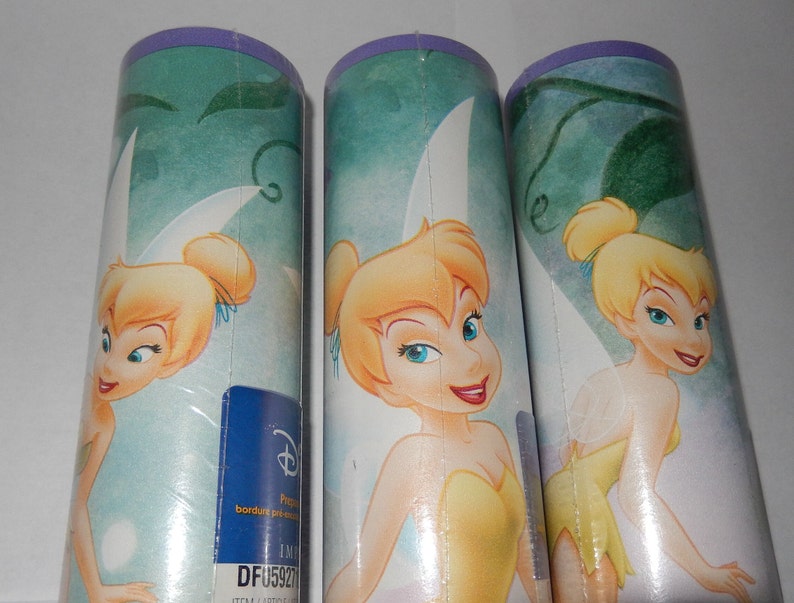3 ROLLS Imperial Disney Tinkerbell Pre-pasted Wallpaper Border 5 Yard ...
