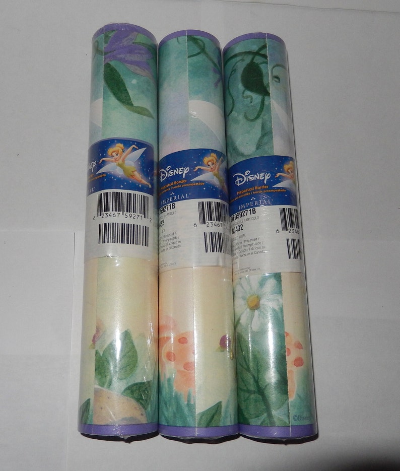 3 ROLLS Imperial Disney Tinkerbell Pre-pasted Wallpaper Border 5 Yard ...