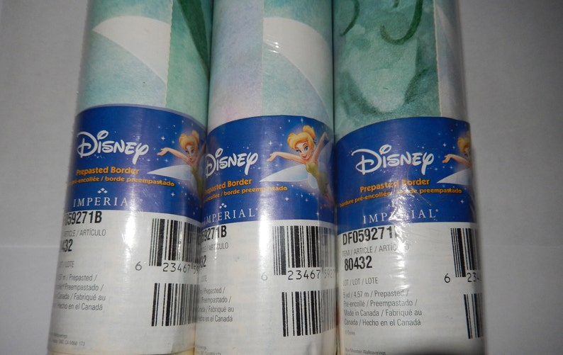 3 ROLLS Imperial Disney Tinkerbell Pre-pasted Wallpaper Border 5 Yard ...