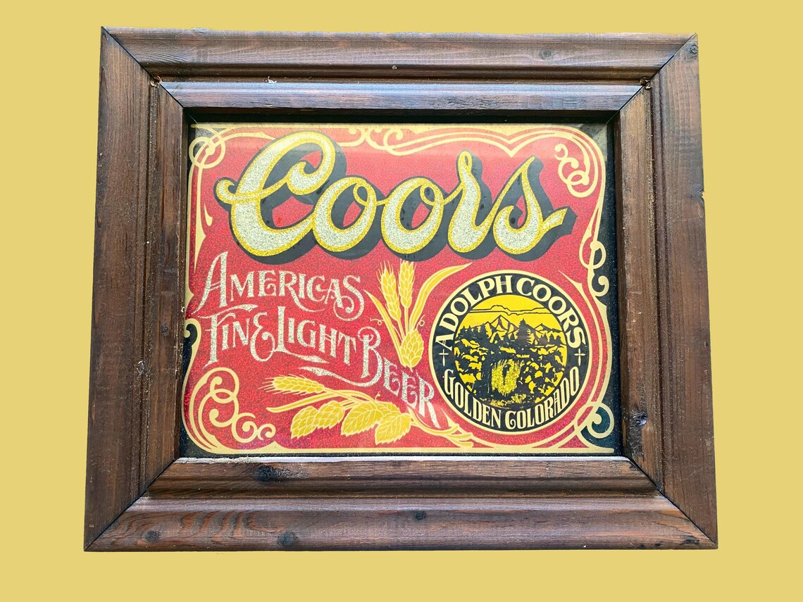 Vintage Coors Fine Light Beer Sign in Wooden Frame and Foil Backing - Etsy