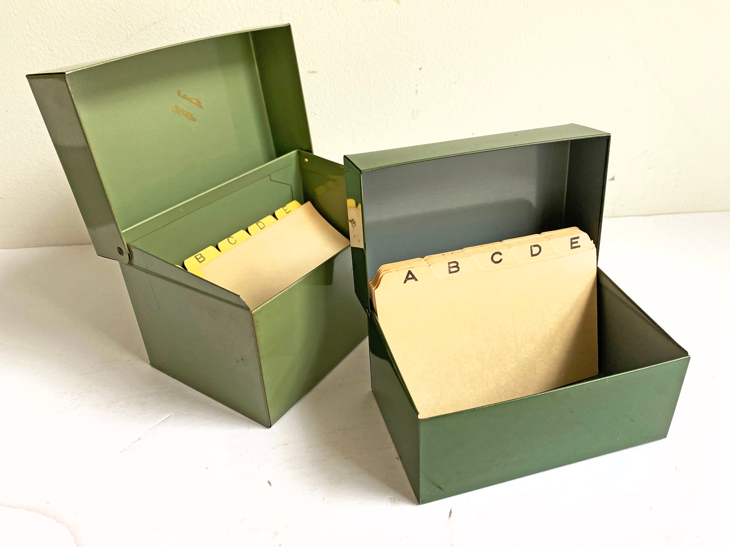 Vintage Pair of Metal Index Card Box/ Recipe Box/file Box - Etsy
