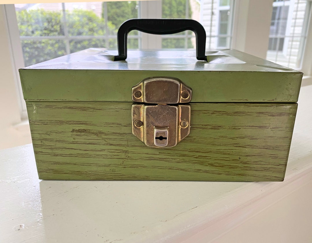 Vintage Green Metal File Box - Etsy