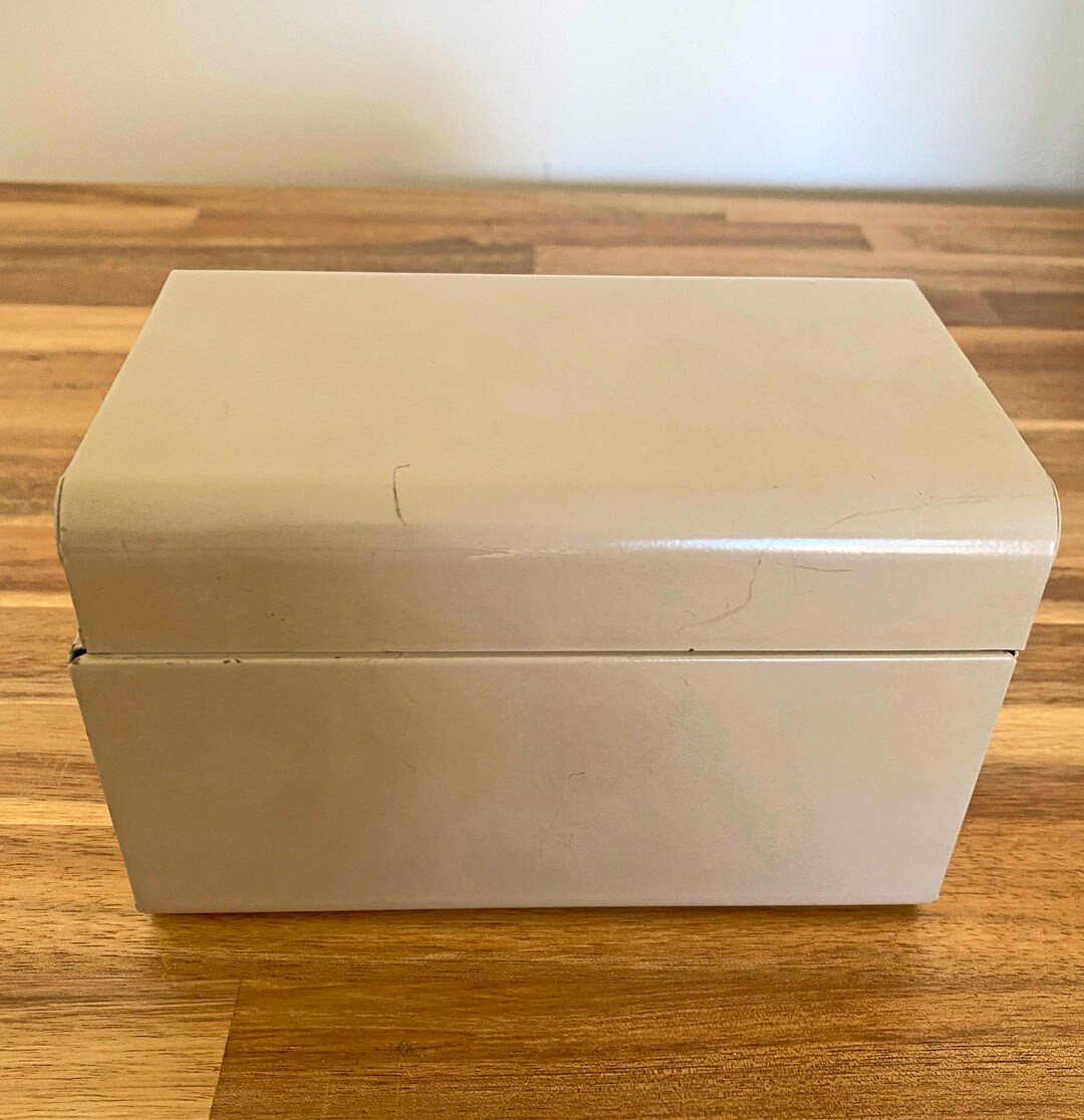 Globe Weis Metal Card File Box: Beige Recipe Box - Etsy