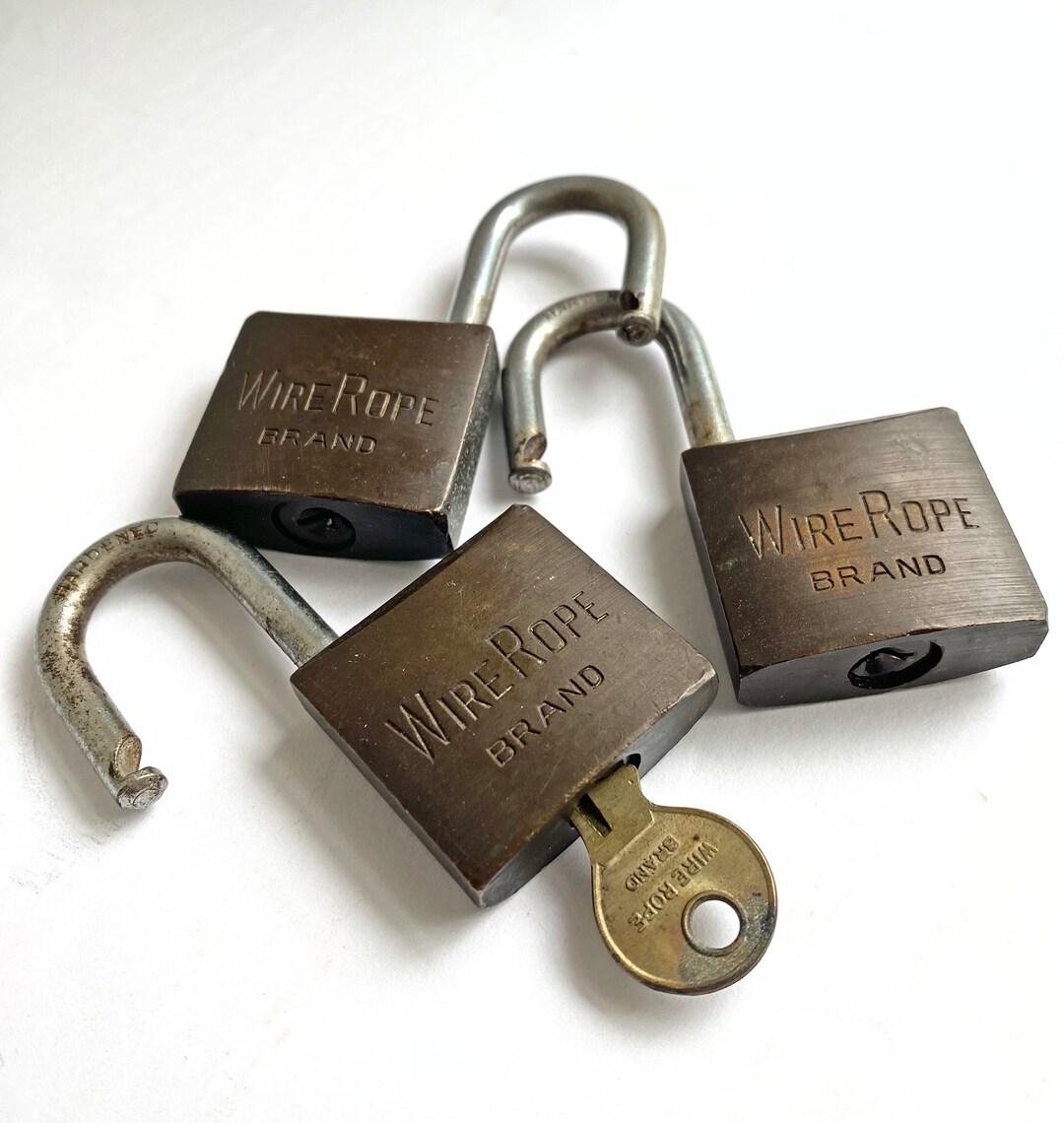 Vintage Wire Rope Brand Padlocks (set of Three Locks With One Key) - Etsy