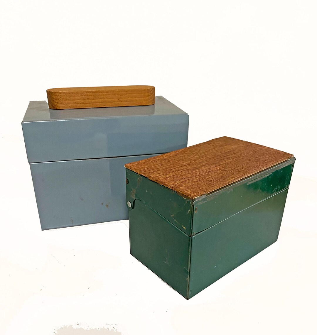 Vintage Pair of Metal Index Card Boxes/ Recipe Boxes/file Boxes - Etsy