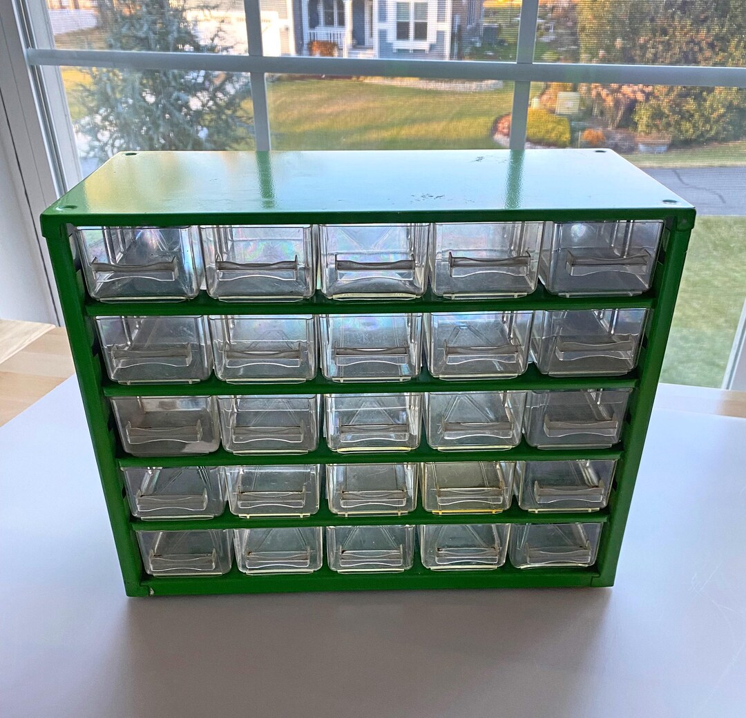 Vintage Green Metal Small Parts Organizer With 25 Drawers Made in ...