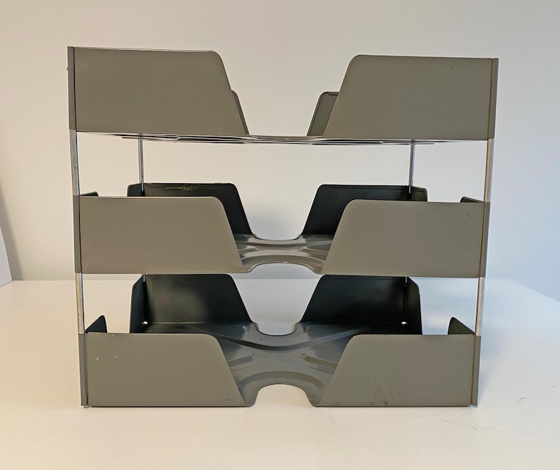 Vintage 3 Tier Metal Desk Top Paper Tray (industrial Office) - Etsy
