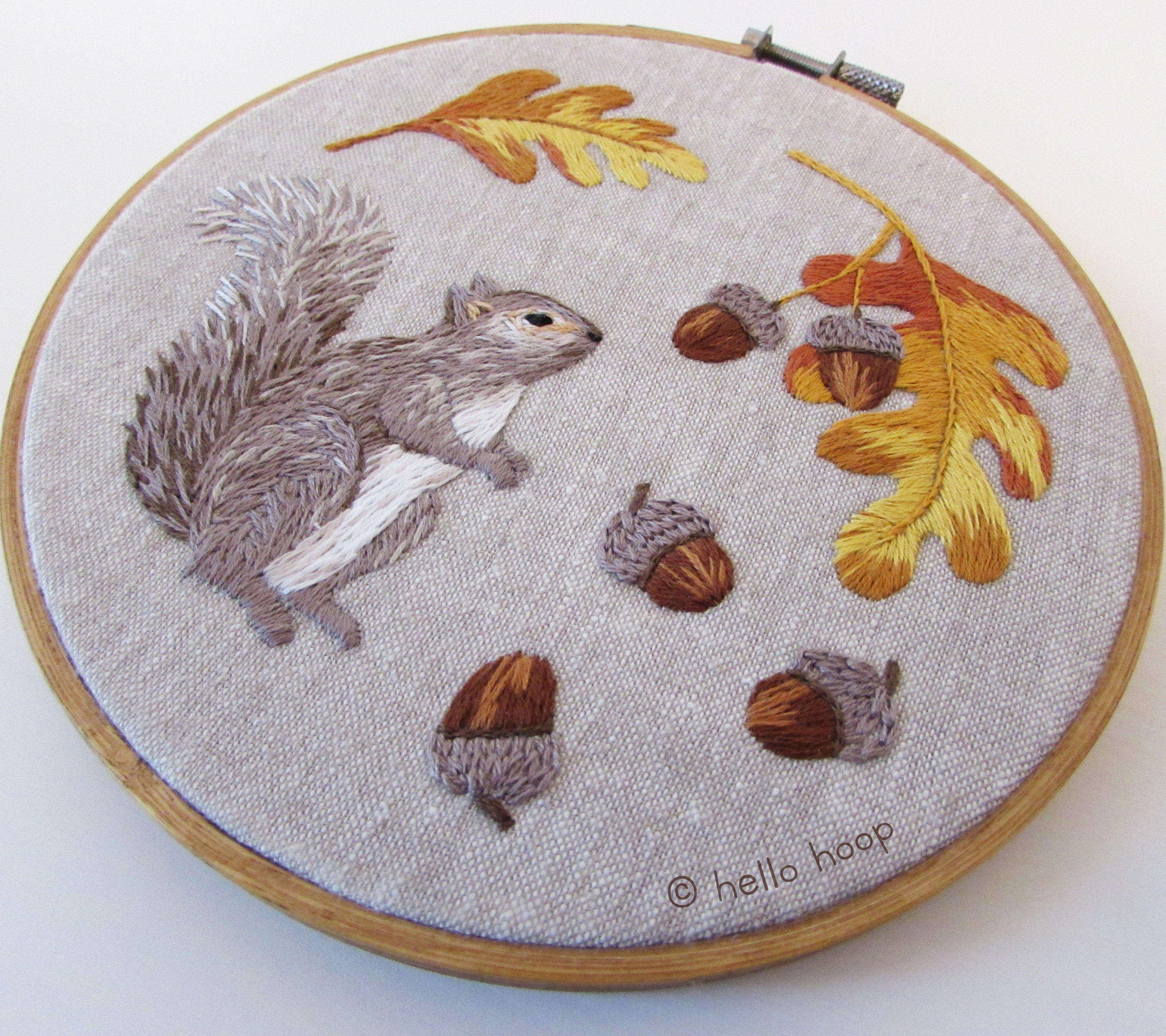 Squirrel and Acorns Hand Embroidery Pattern Thread Painting - Etsy