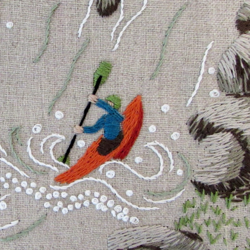 Kayaking Hand Embroidery Pattern - PDF - Instant Download - Etsy