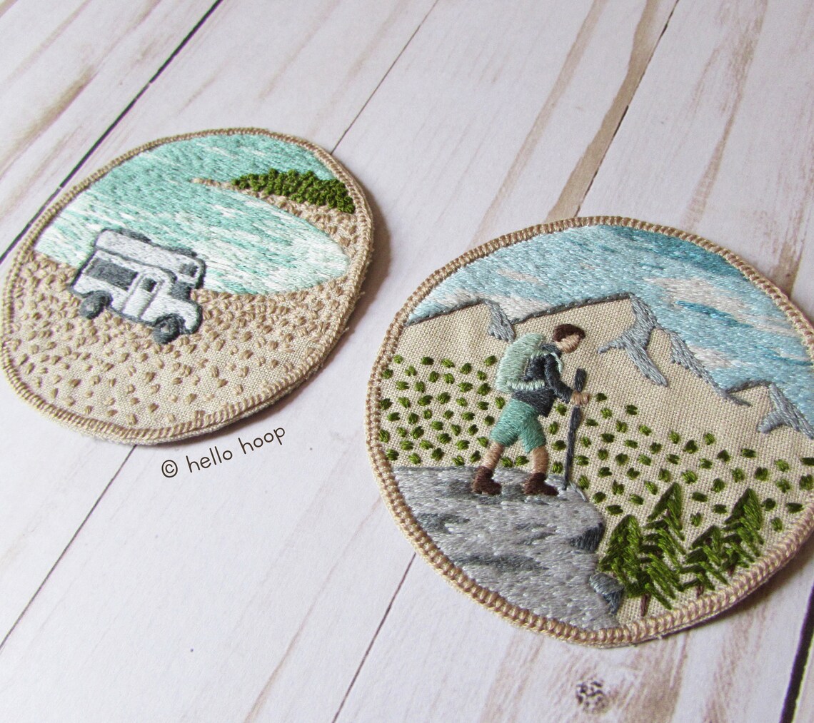 Patch Hand Embroidery Pattern Hiking Summer Badge PDF - Etsy