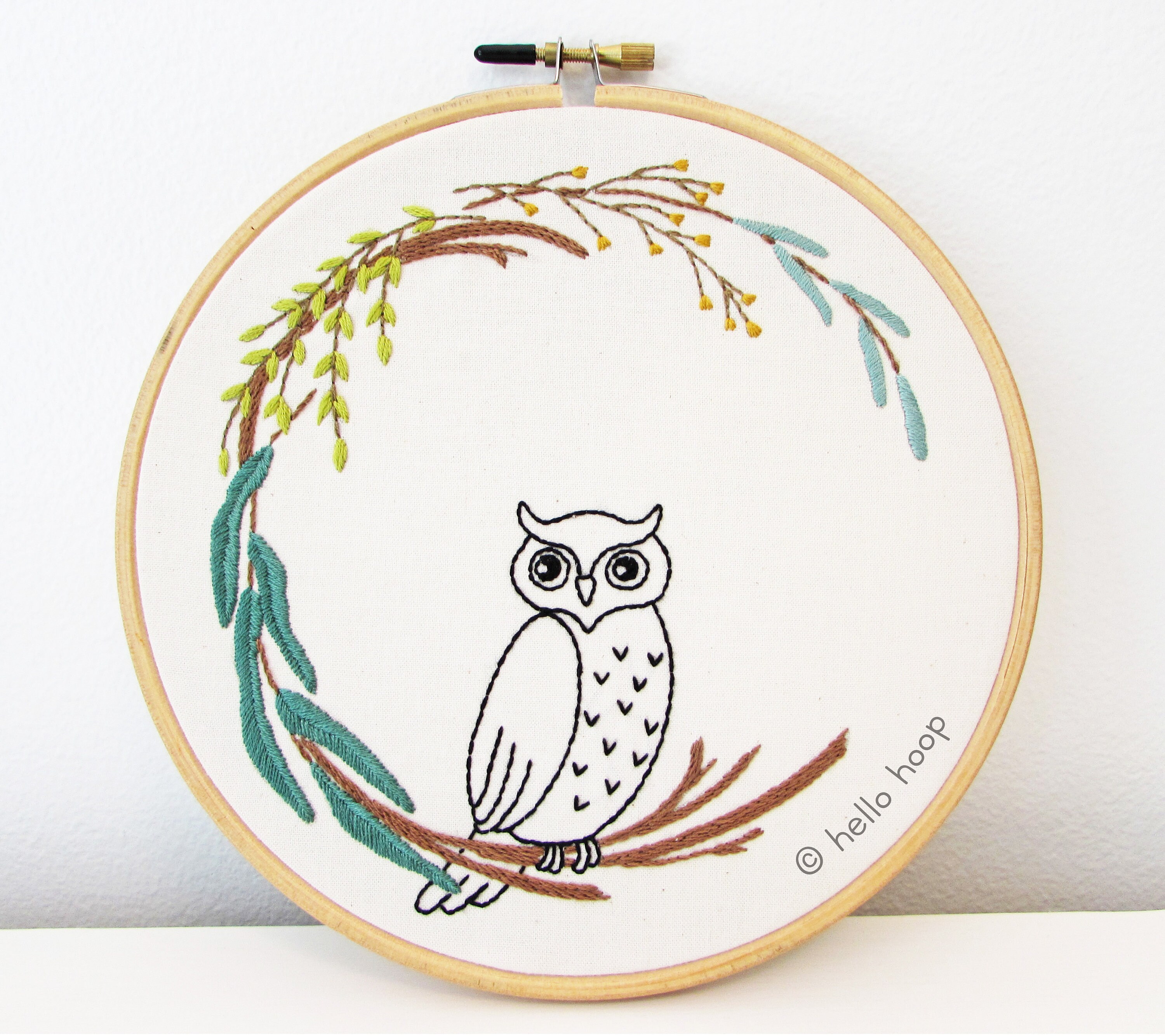 Owl Floral Wreath Hand Embroidery Pattern PDF File Instant - Etsy