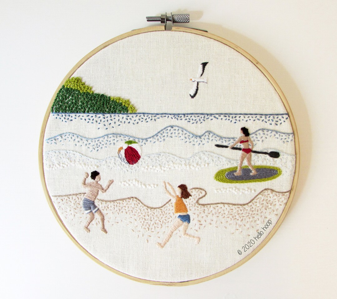 Summer Hand Embroidery Pattern Day at the Beach PDF - Etsy