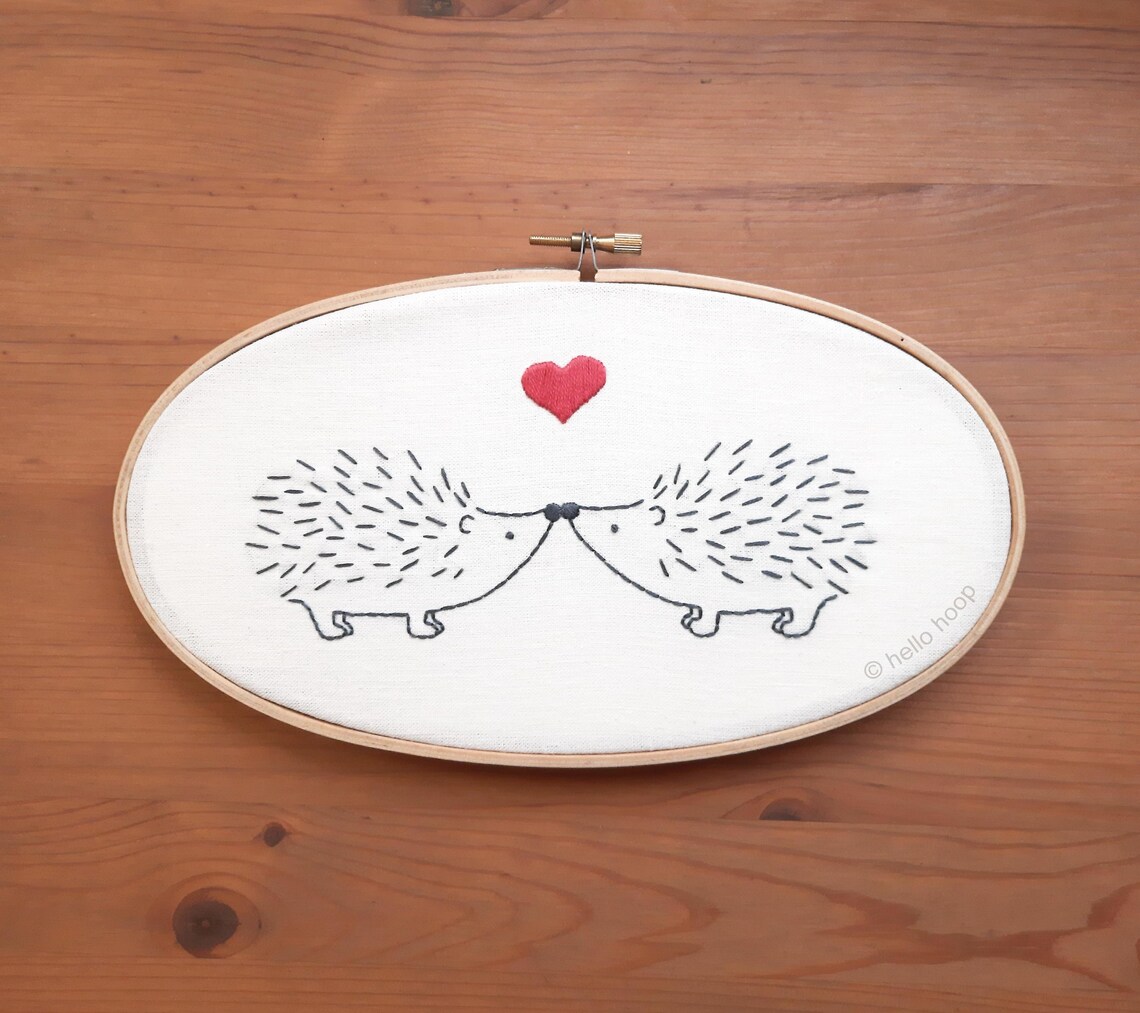Hedgehog Hand Embroidery Pattern - Valentine's Day - PDF - Instant ...