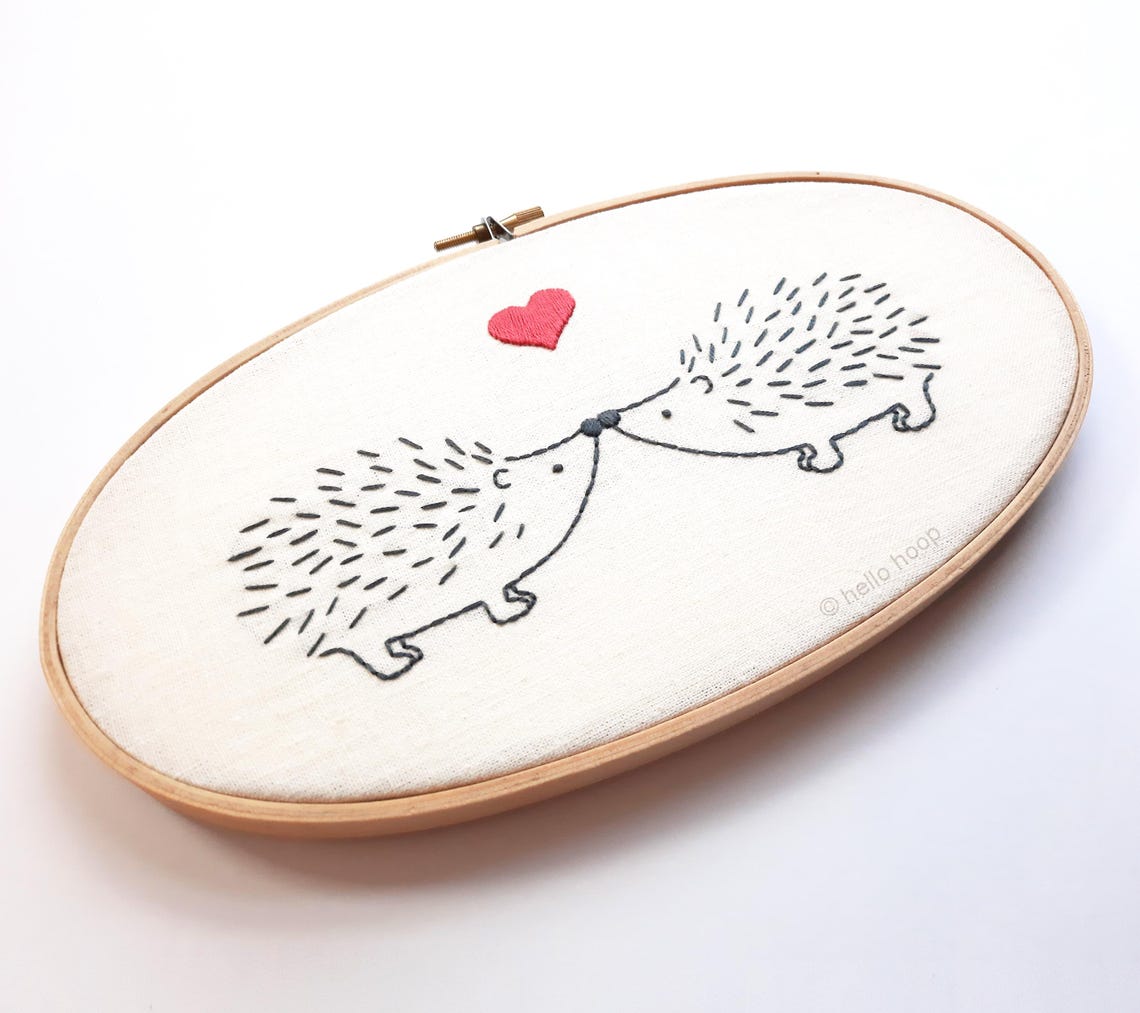 Hedgehog Hand Embroidery Pattern - Valentine's Day - PDF - Instant ...