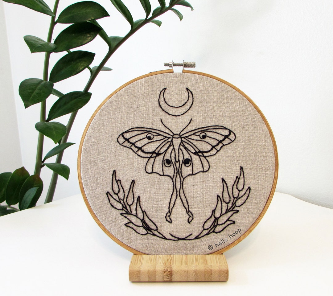 Luna Moth Hand Embroidery Pattern - Monochrome Insect - PDF Instant ...
