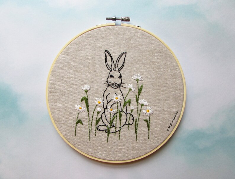 Easter bunny hand embroidery pattern PDF Instant download | Etsy